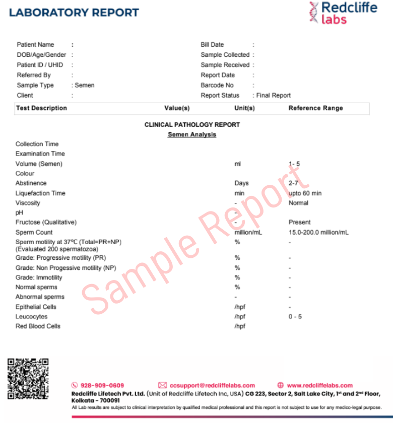 Semen Analysis Report Semen Analysis Report